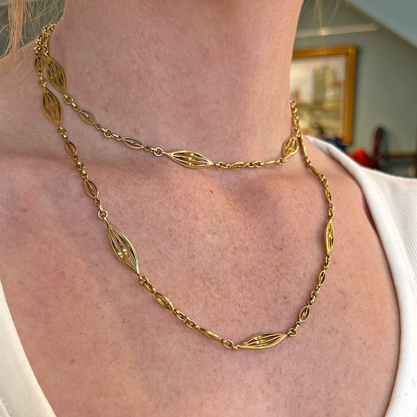 Antique French 18k Gold Chain Necklace c. 1890 - Victoria Sterling