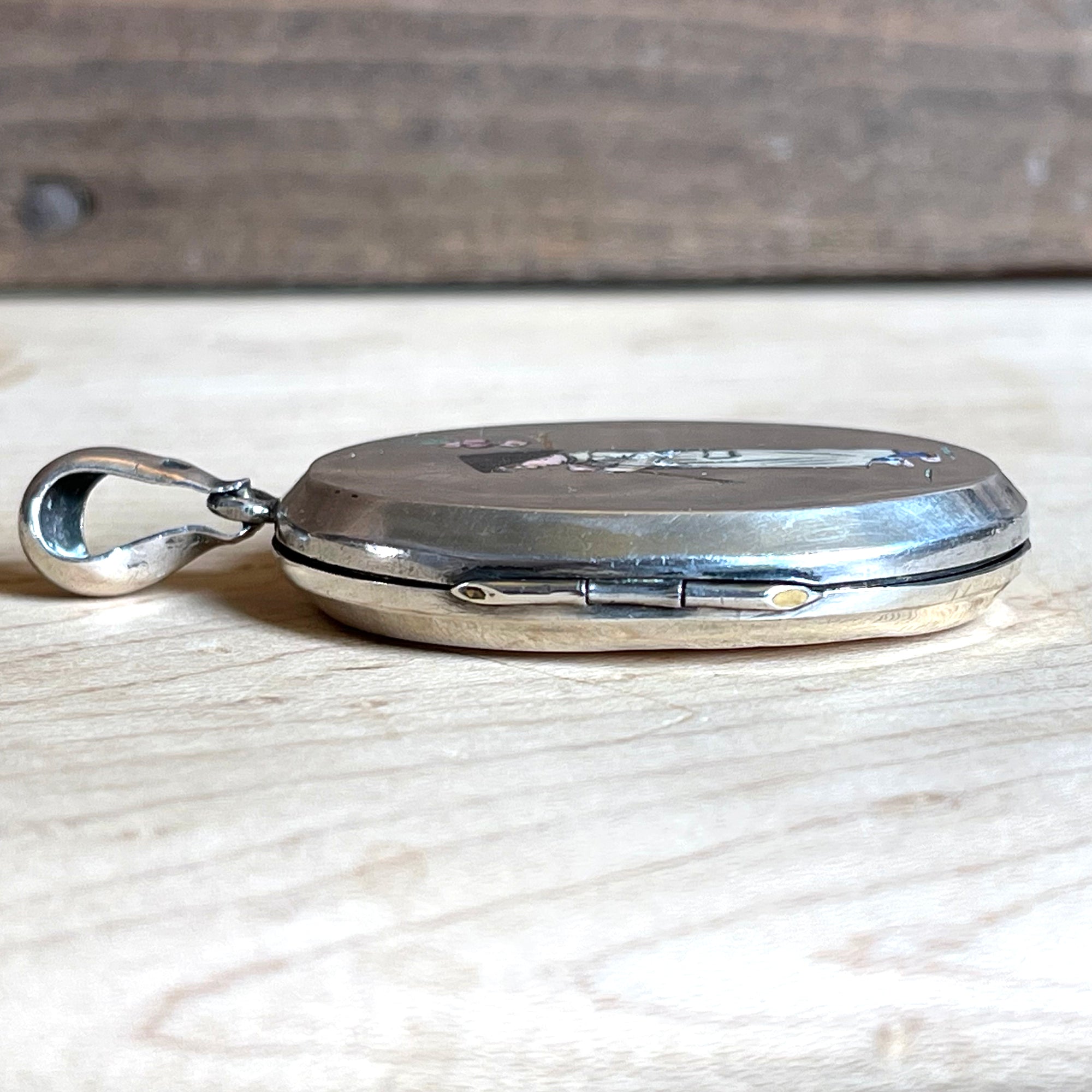 Victorian Silver Enamel Locket Person with Cherry Blossoms - Victoria ...