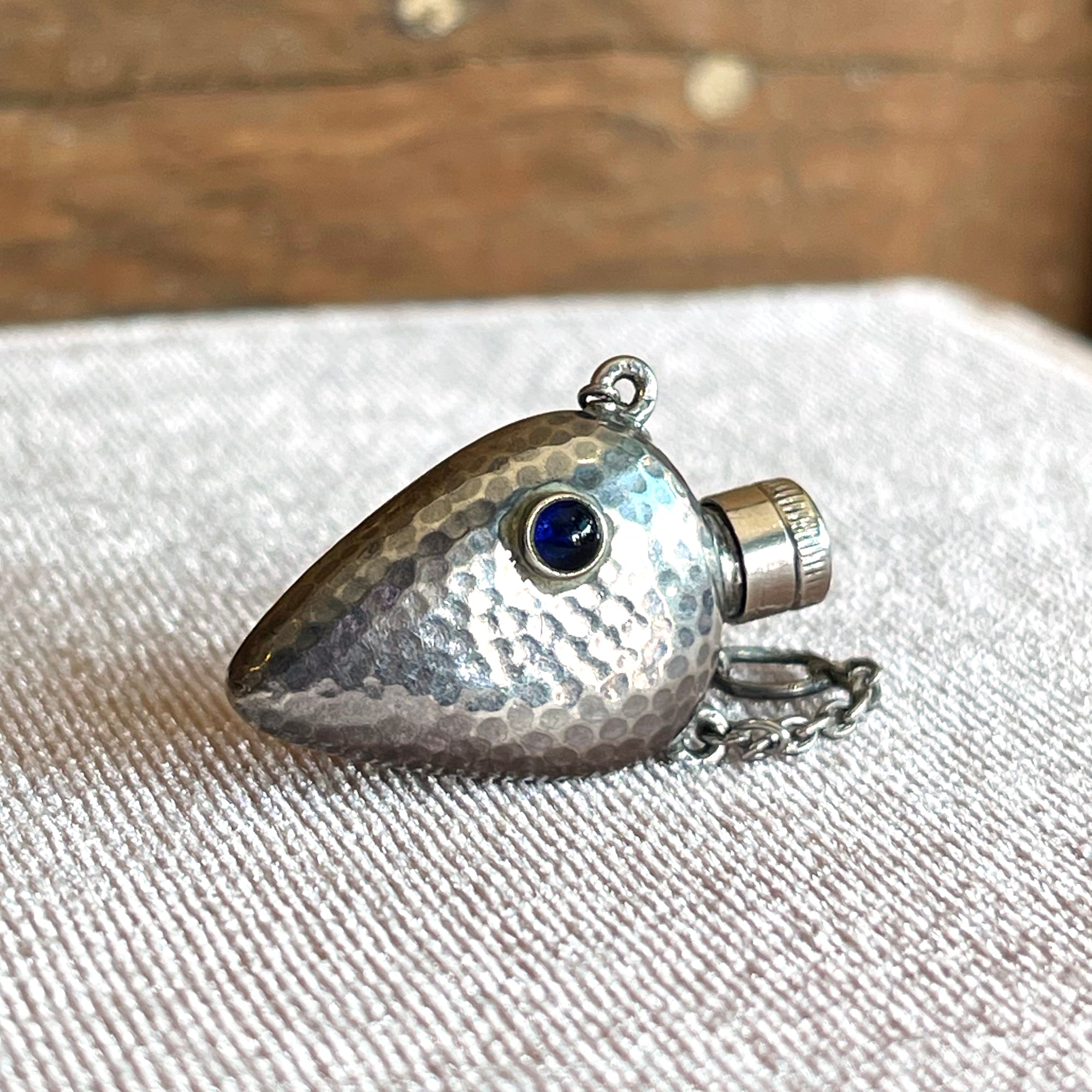 Antique Hammered Silver Perfume Bottle Pendant - Victoria Sterling