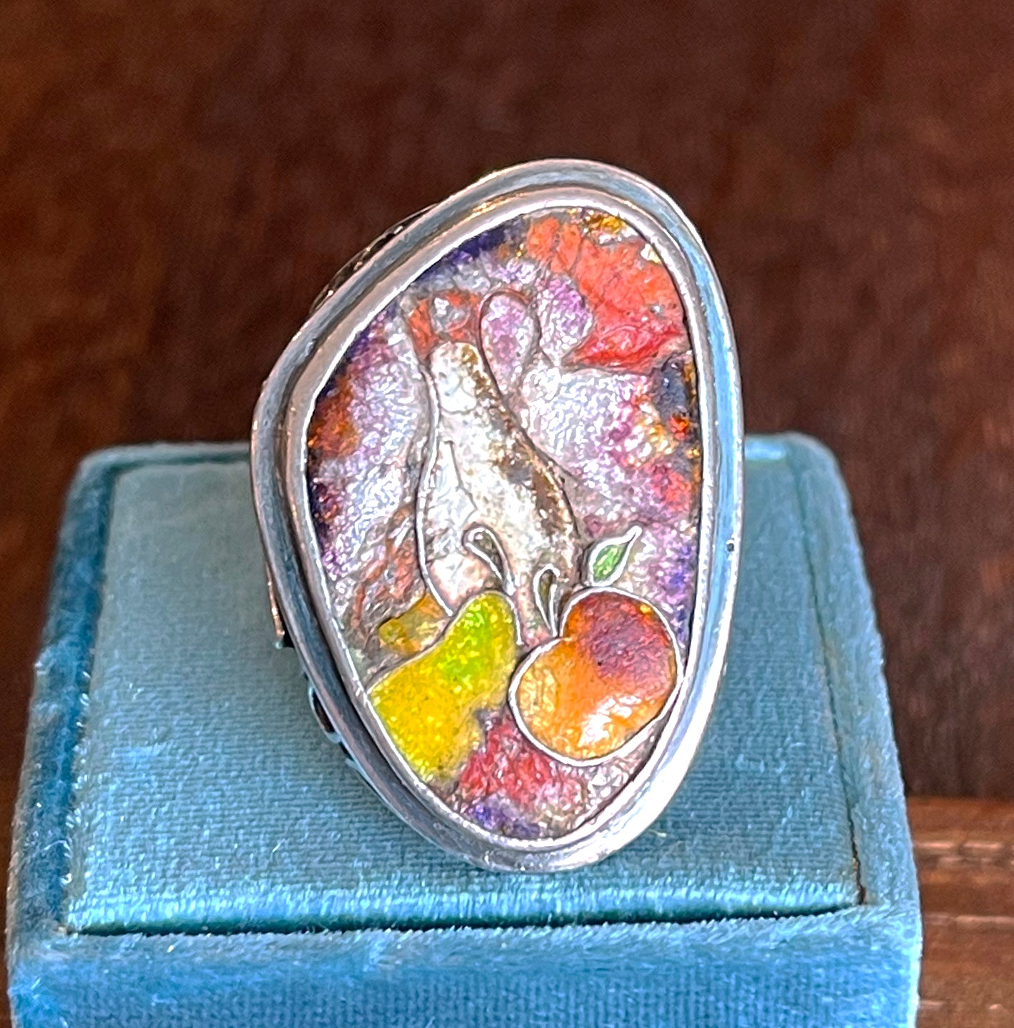 Enamel Still Life Silver Ring - Victoria Sterling