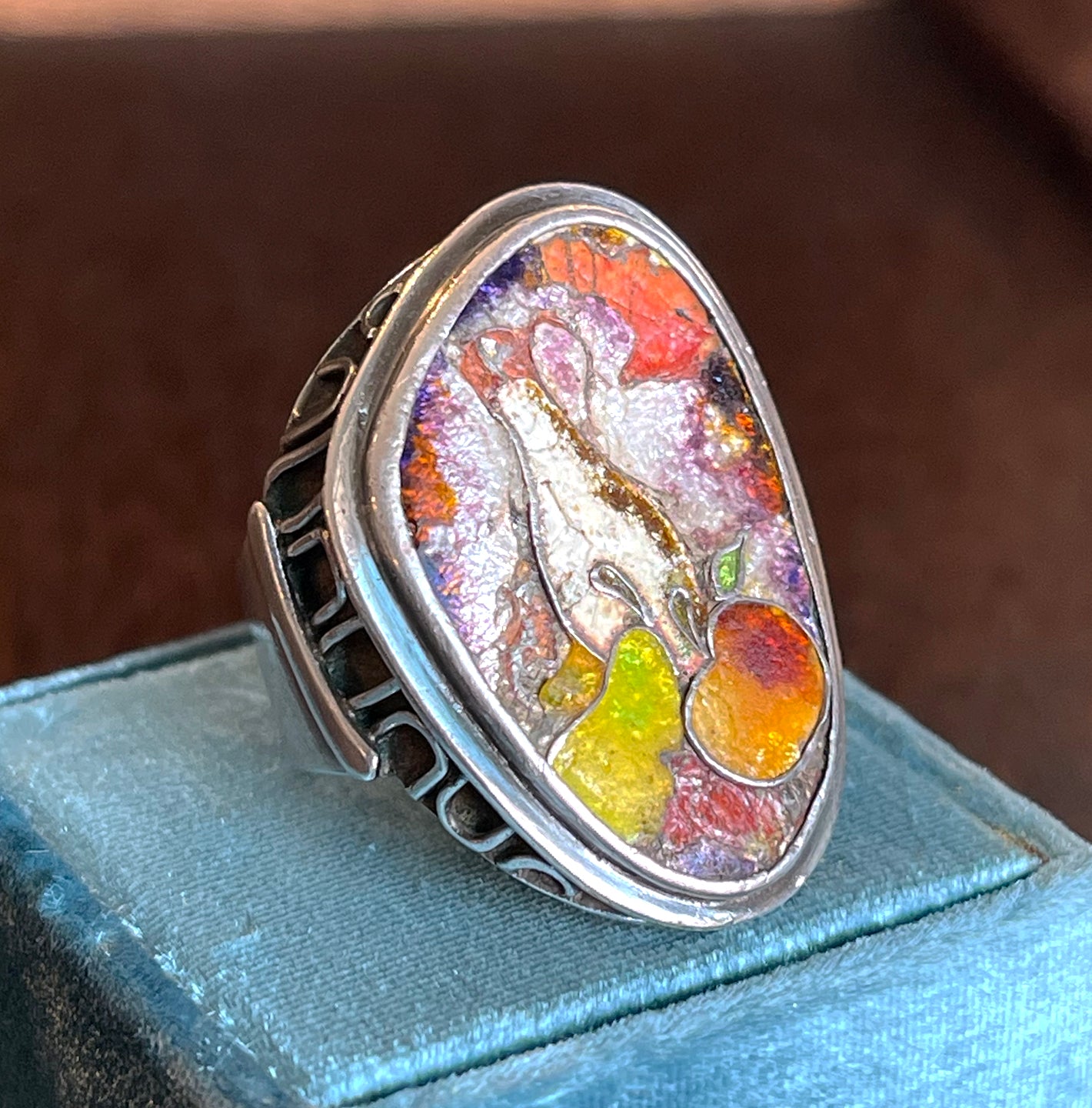 Enamel Still Life Silver Ring - Victoria Sterling