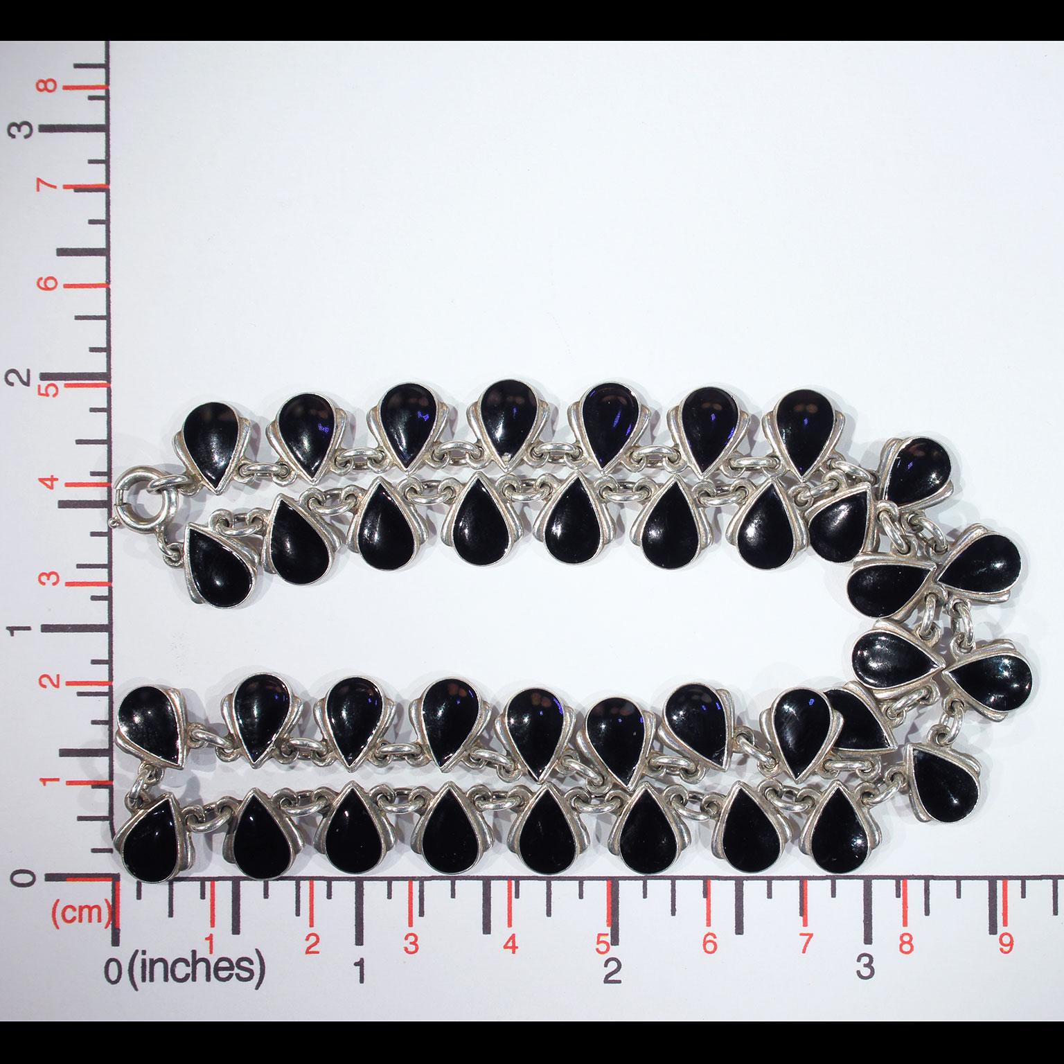 Vintage Danish Necklace and Bracelet by Volmer Bahner Silver Black Ena ...