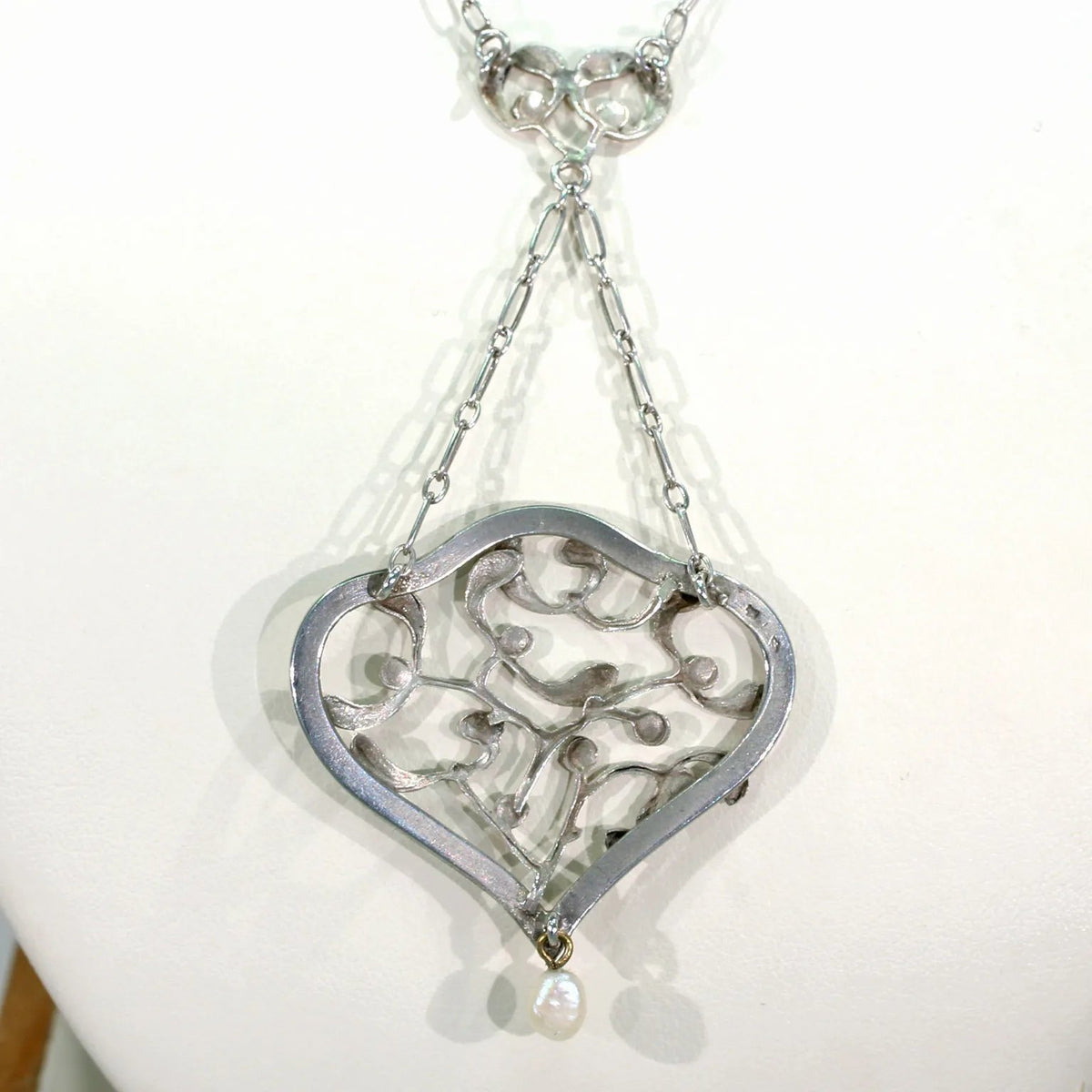 Antique French Silver Mistletoe Art Nouveau Necklace - Victoria Sterling