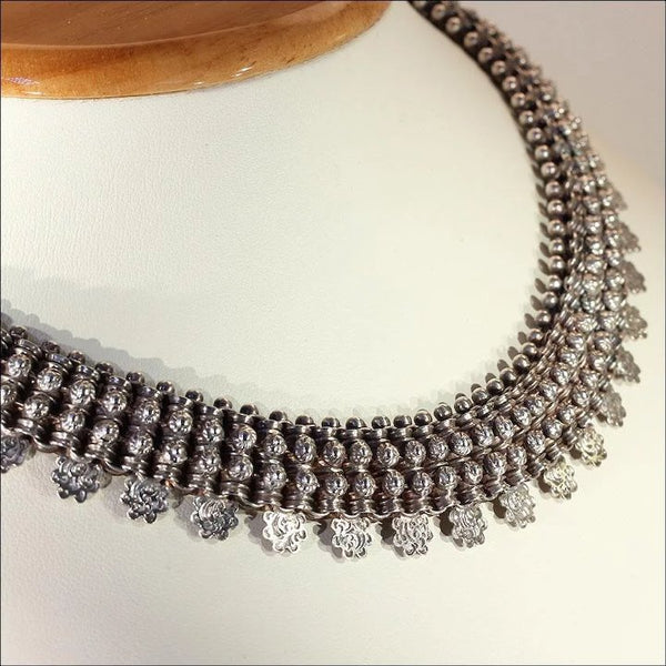 Elaborate Antique Victorian Silver Collar Necklace - Victoria Sterling