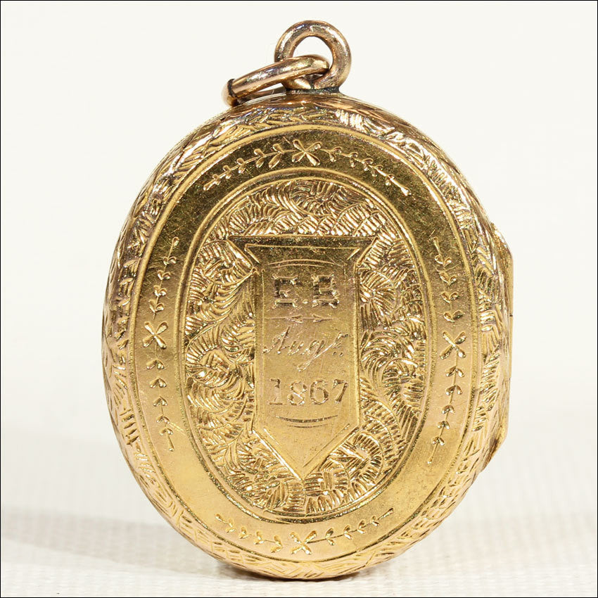 Victorian Enameled 15k Gold Locket, Dated 1867 - Victoria Sterling