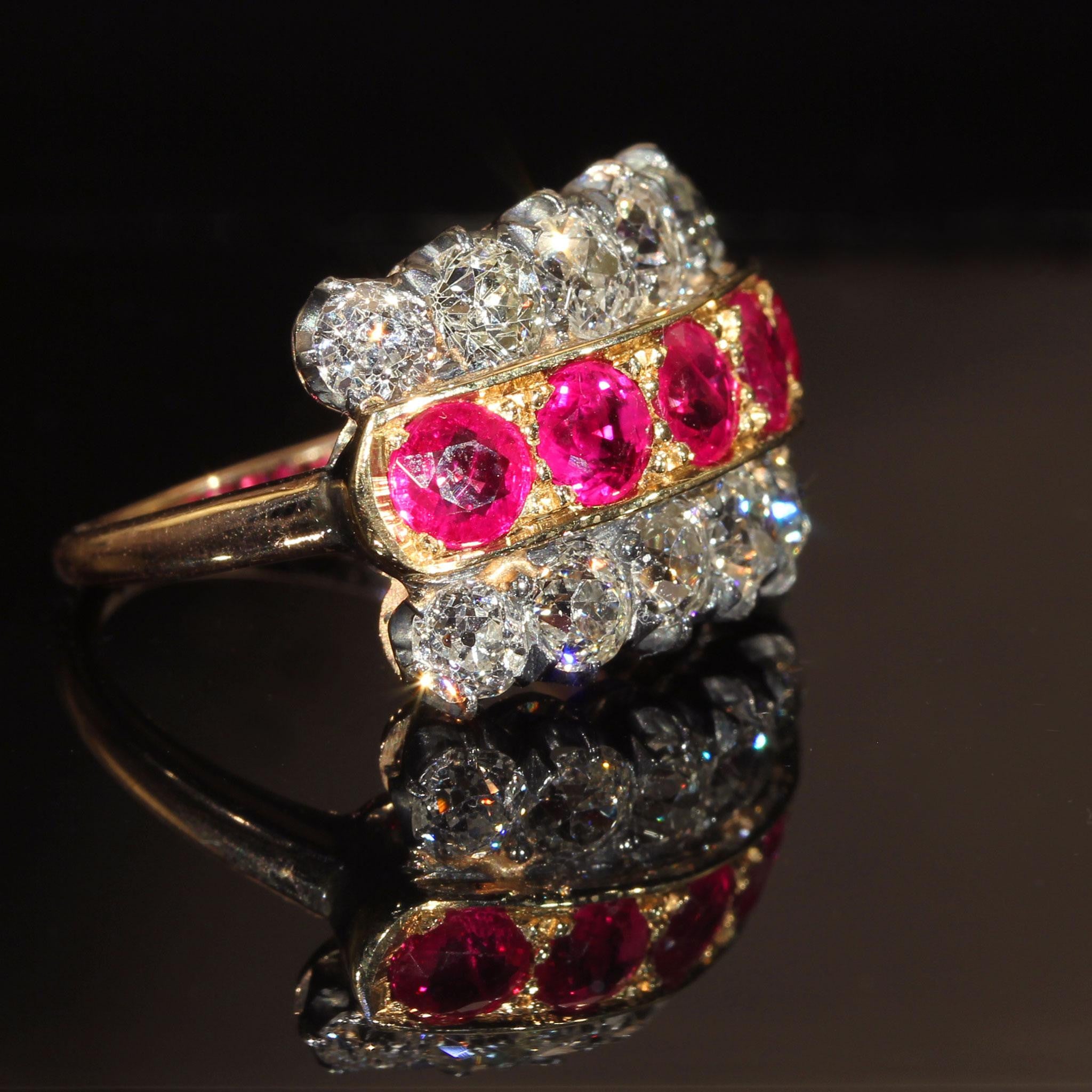 Antique Victorian Diamond and Ruby Ring - Victoria Sterling