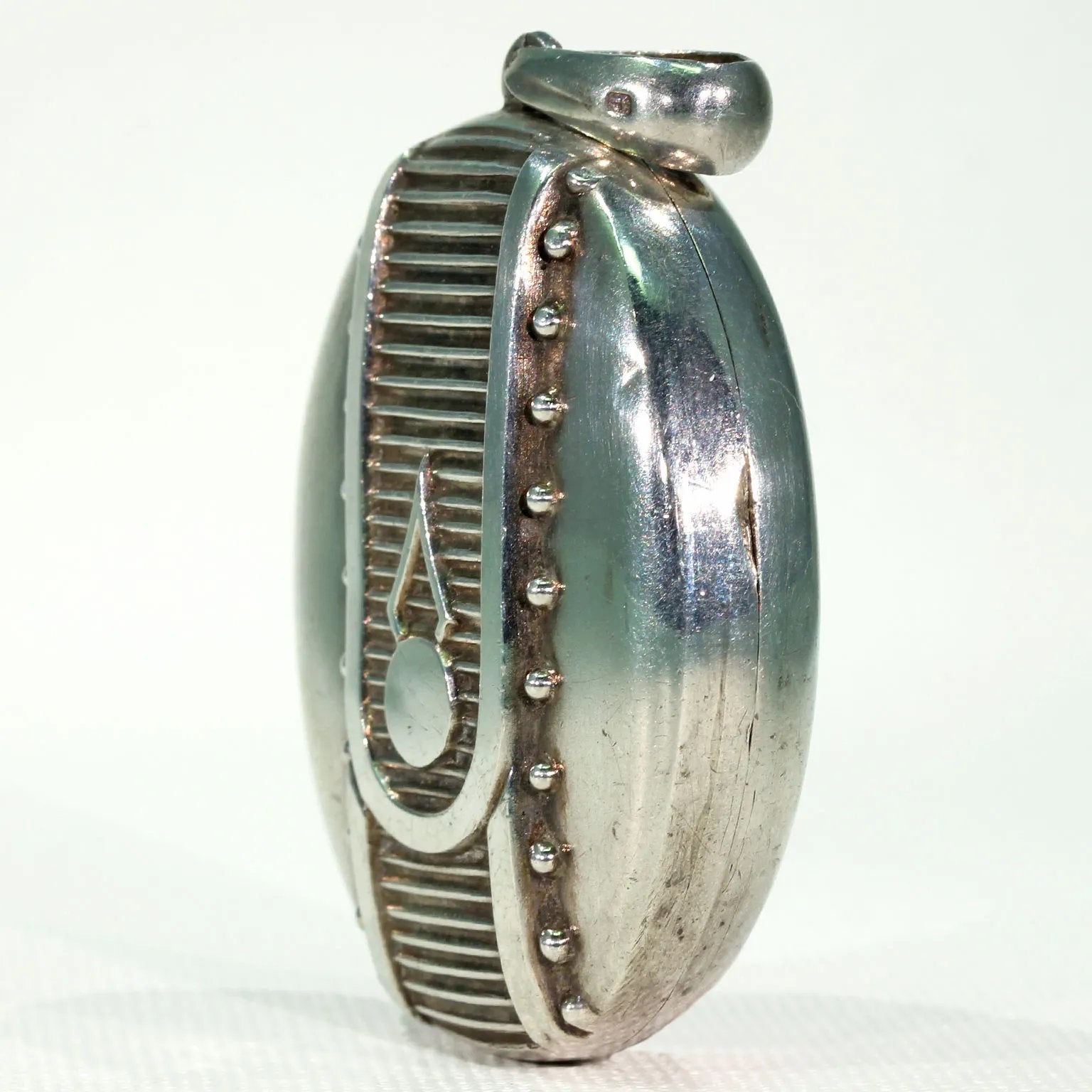 Victorian Embossed Silver Locket Button Design - Victoria Sterling