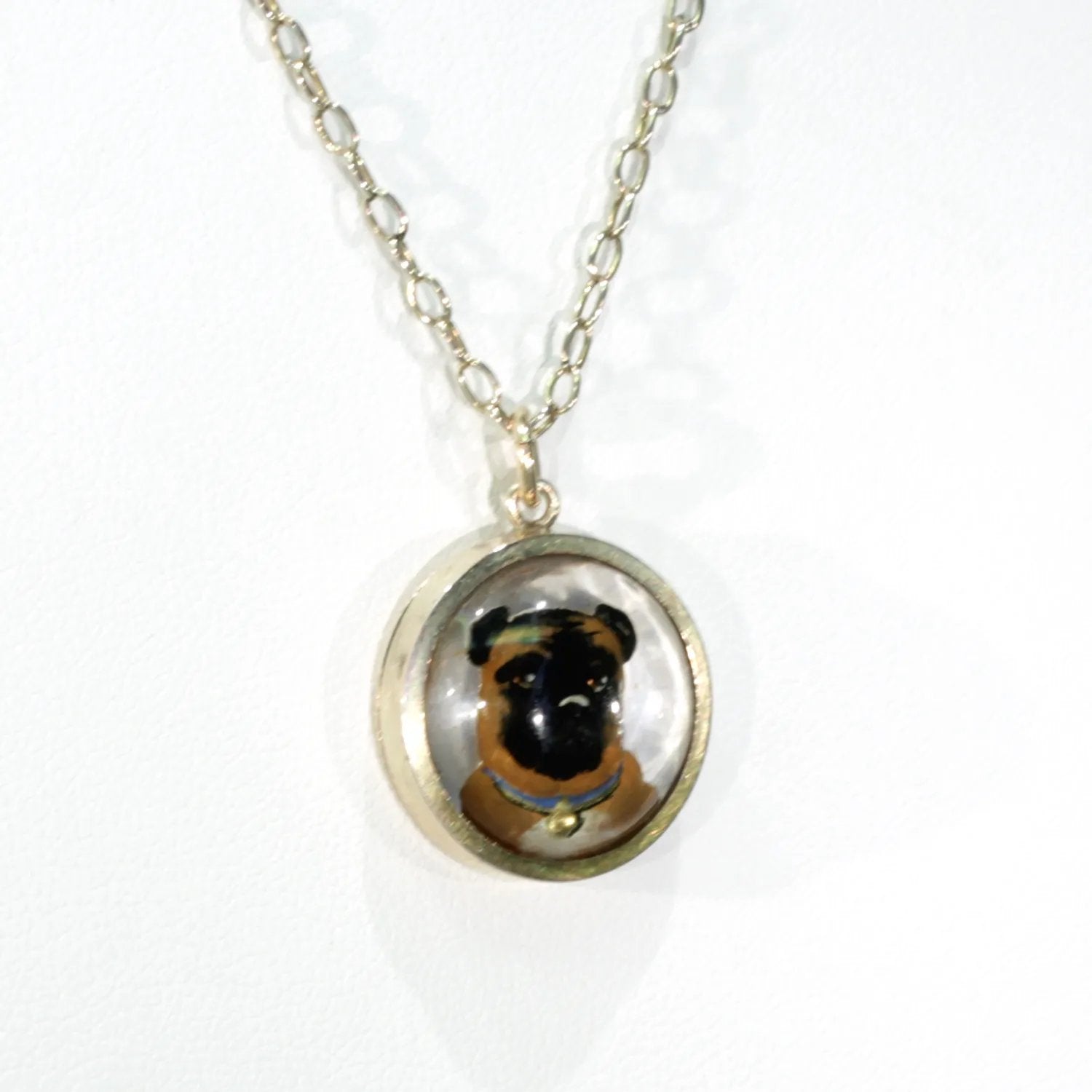 Victorian Essex Crystal Pug Dog Pendant