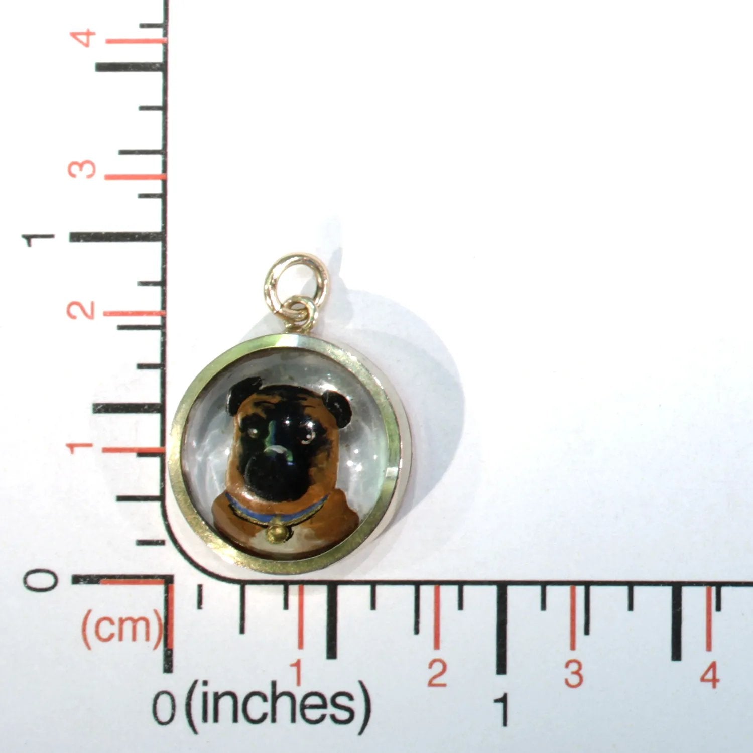 Victorian Essex Crystal Pug Dog Pendant