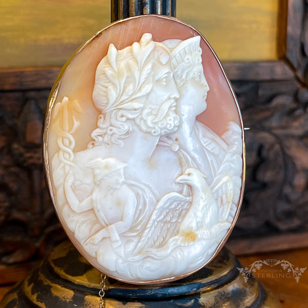 Jupiter and Maia Cameo Shell Brooch Pin - Victoria Sterling